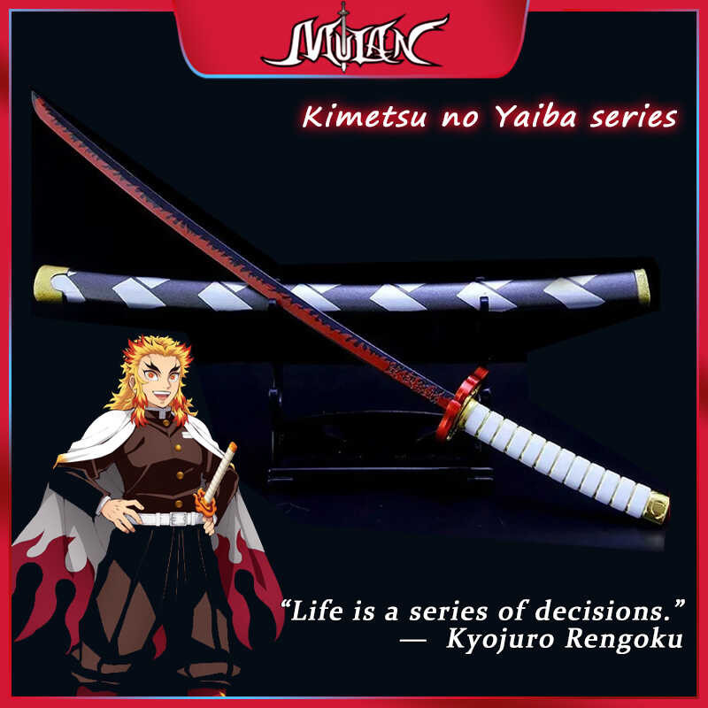 10Inch Demon Salyer Rengoku Kyoujurou Nichirin Blade Alloy Model Anime ...