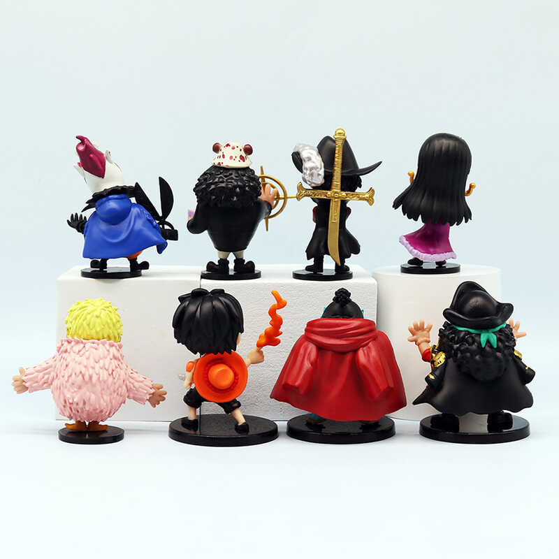8Pcs Anime One Piece Figures Model Dolls Cute Luffy Oka Shichibukai Ace ...
