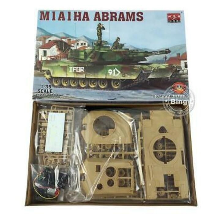 WSN ♪ 00334 1/35 U.S.M1a1ha ABRAMS Tank Electric Armored Model Car Kit ...