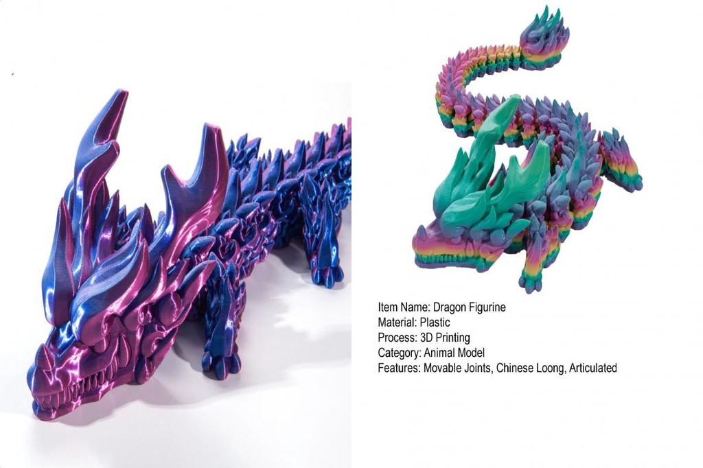 Plastic Dragon Toy Chinese Dragon Ornament Articulated Chinese Dragon ...