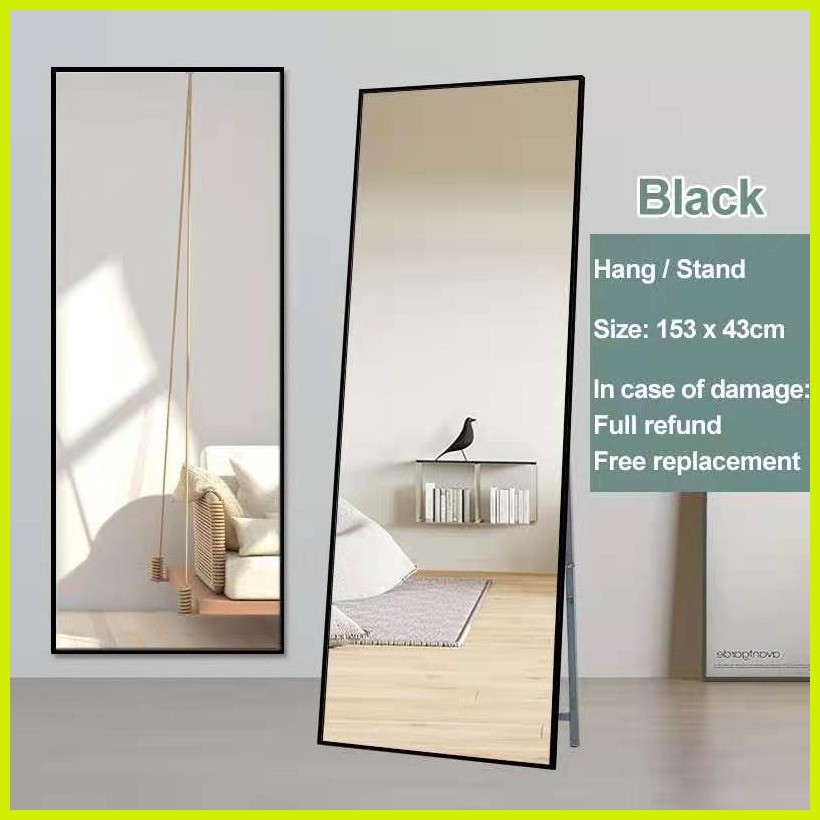 ☪ Cermin panjang Standing Long Mirror Stand Full-length mirror wall ...