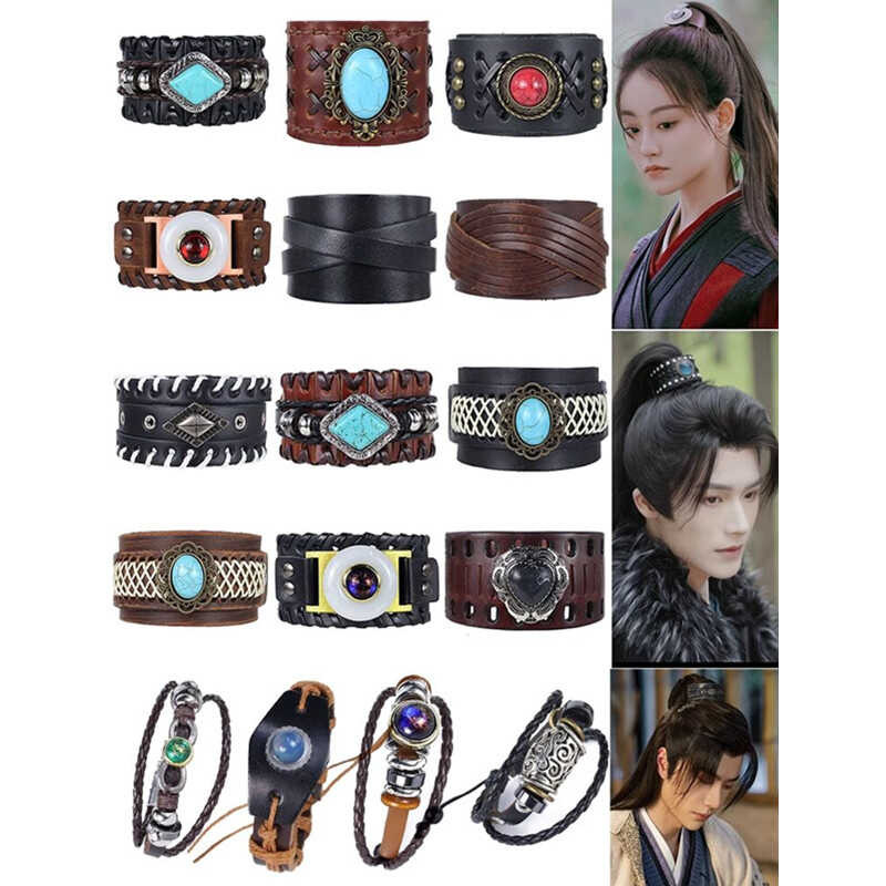 Leather Hanfu Crown Ancient Warrior Swordsman Accessories Antique ...