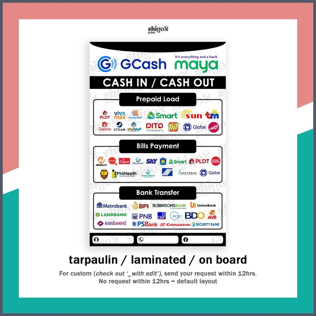 ☸ ↑ Black Gcash Maya All-In-One Bills Payment Business Tarpaulin and ...