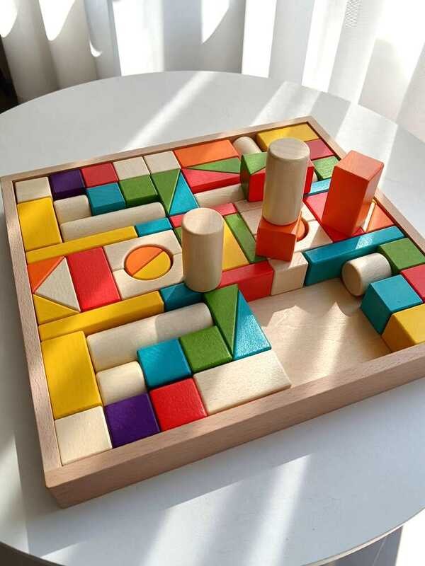 ☑♥ Beech Wood Toddler Wooden Blocks Baby Large Particle Assembly ...