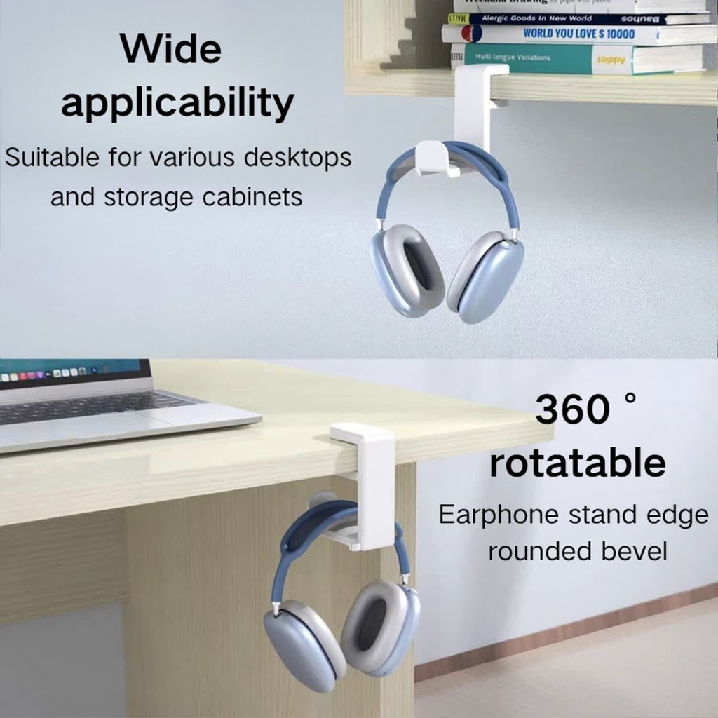 360 Degree Rotating Clamp Headphone Stand Compact Headphone Holder with ...