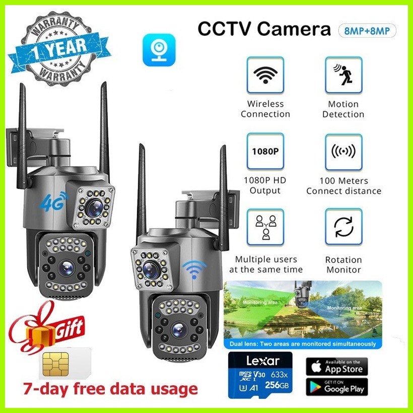 V380 Pro CCTV Camera Dual Lens 4K 8MP+8MP WiFi Outdoor IP Security Cameras Night Vision Two-Way ...