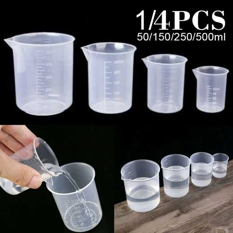 Transparent Measuring Plastic Cup Laboratory Beaker Pour Spout Liquid ...