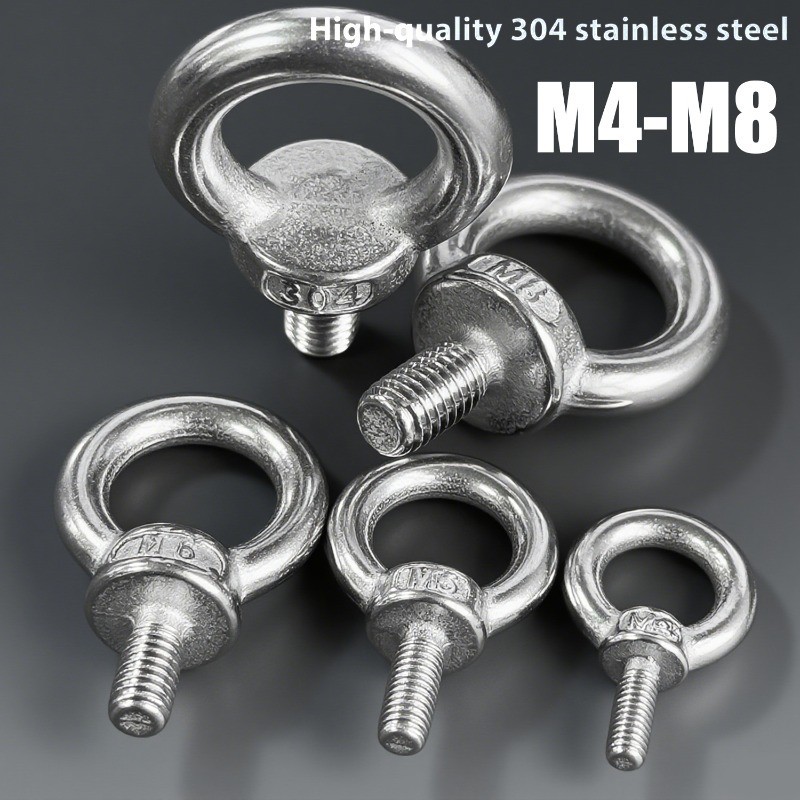 304 Stainless Steel Lifting Eye Bolts for Wire Rope M4 M5 M6 M8 ...