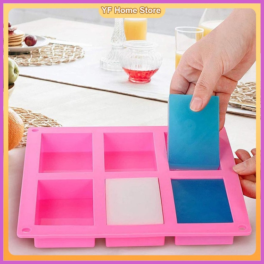 ☁ ℗ ⊕ 6 Cavity Bar Soap Silicone Molder Chocolate Molder Rectangle DIY ...