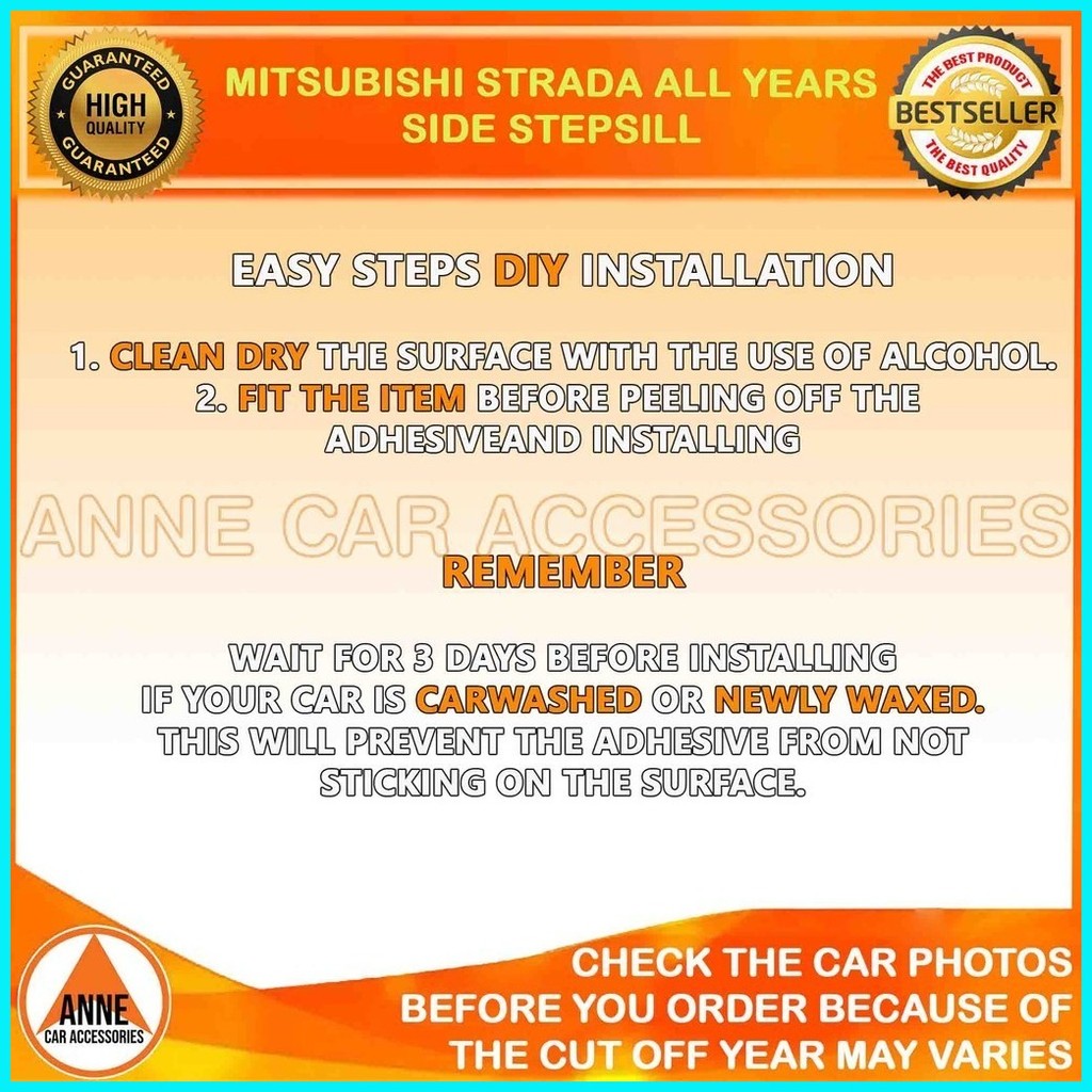 Side Stepsill for Mitsubishi Strada All Years / Triton 2024 Model High ...