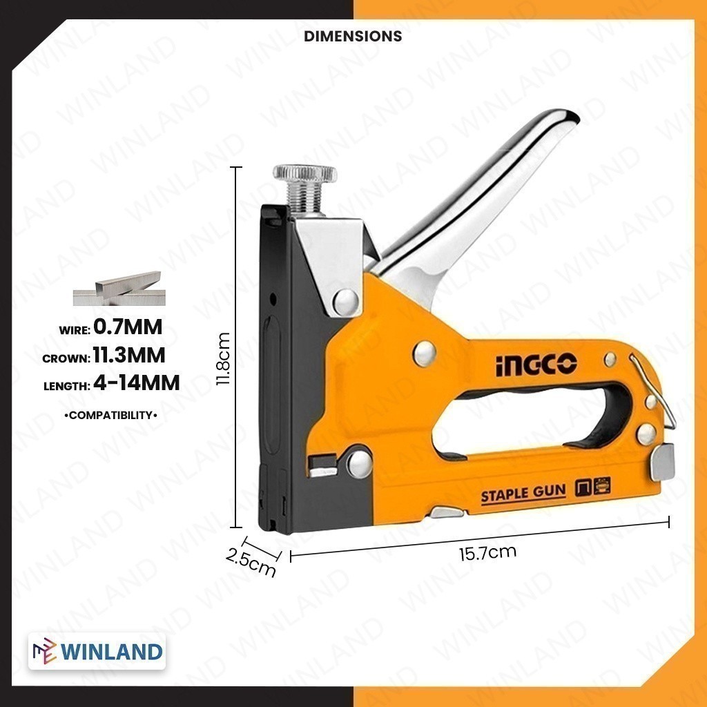 Ingco by Winland Industrial Grade Gun Tacker Staple Gun Tucker HSG14018 ...
