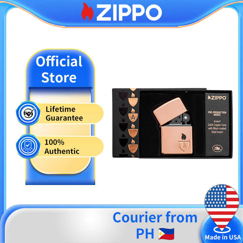 Zippo Armor Solid Copper With Windproof Pocket Lighter , High Polish ...