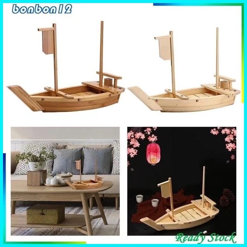 Sushi Boat Wooden Japanese Style Sashimi Dry Ice Seafood Buffet ...