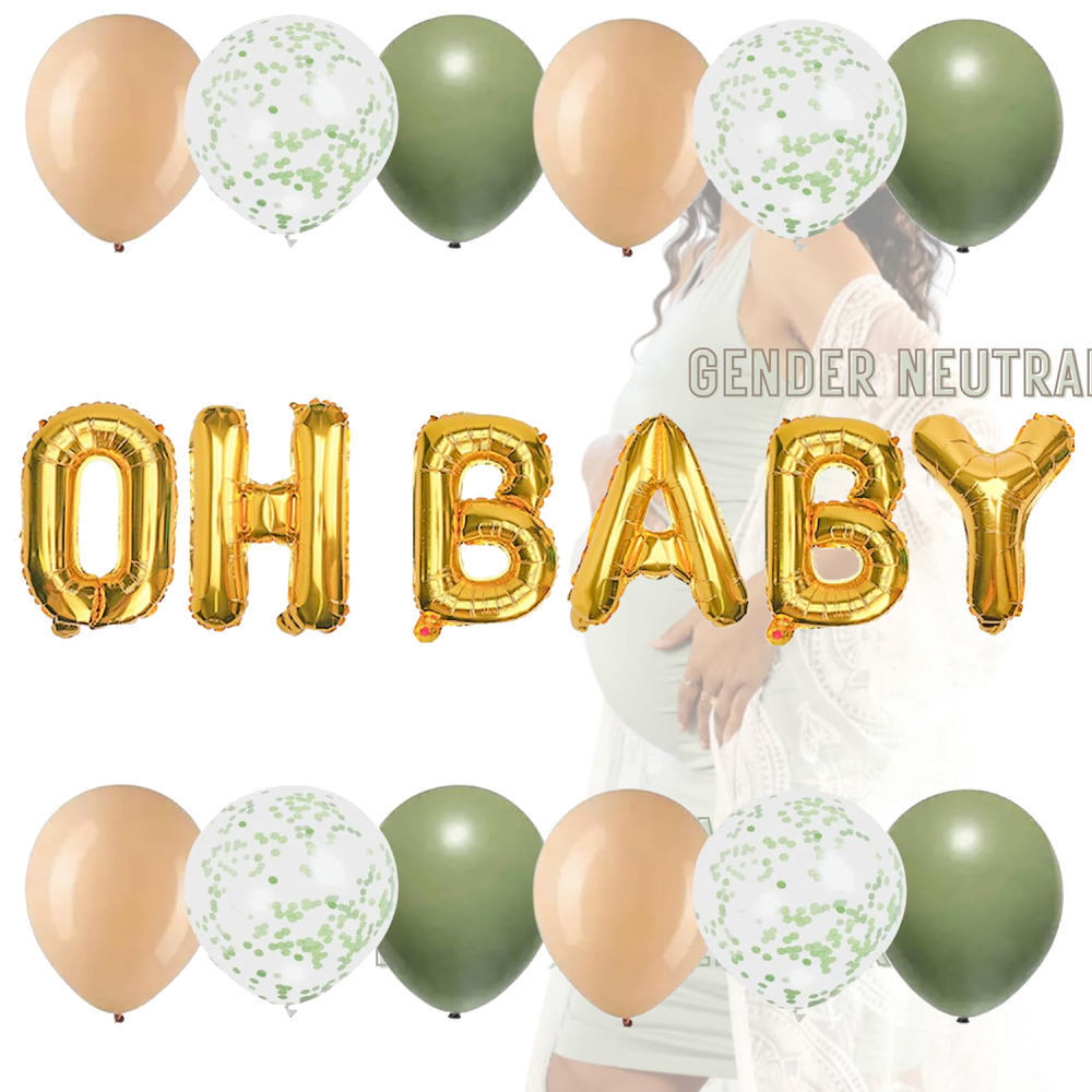 Gender Neutral Baby Shower Decorations Oh Baby Banner Sage Green ...