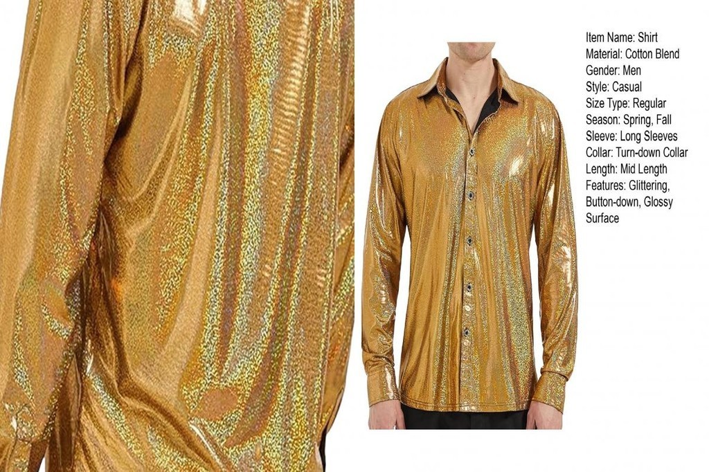 DPA* Men Evening Wear Top Long Sleeve Shirt Men's Shiny Glossy Shirt ...