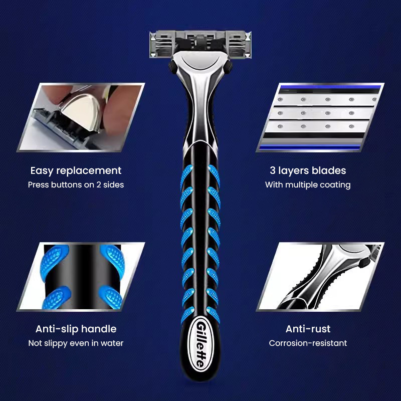 Gillette Razor Vector 3 Premium Razor Set 1 Handle 9 Blades Sharp and ...