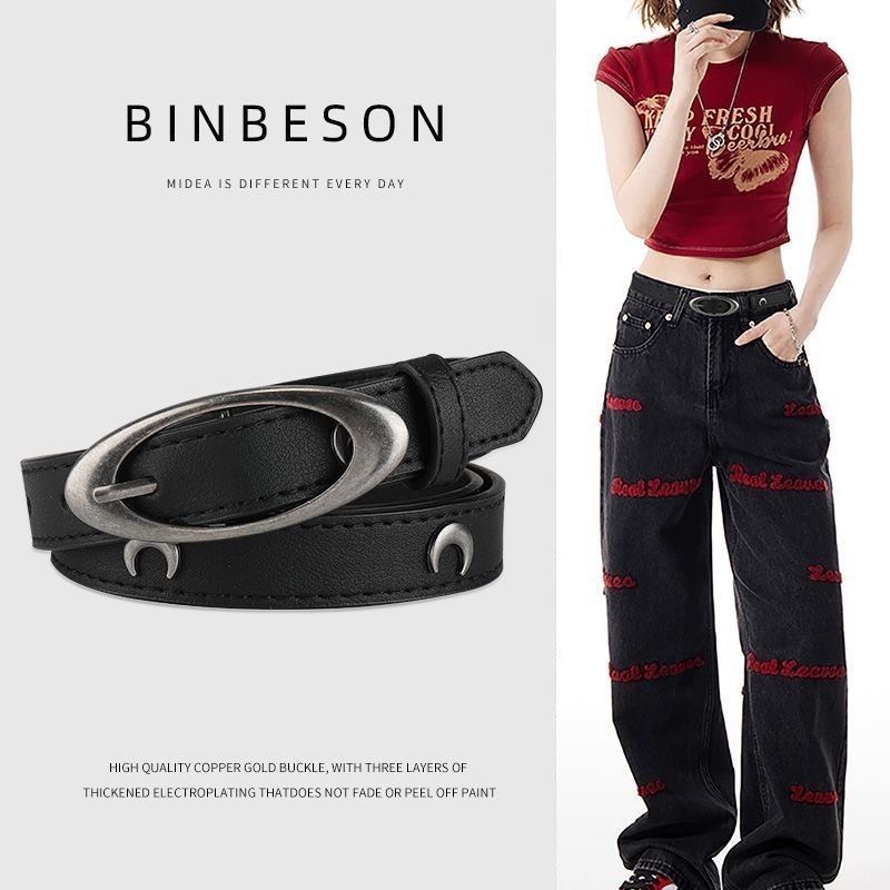 Women Belt Punk Star Buckle Belt Design Cross Metal Vintage Gothic Pu ...