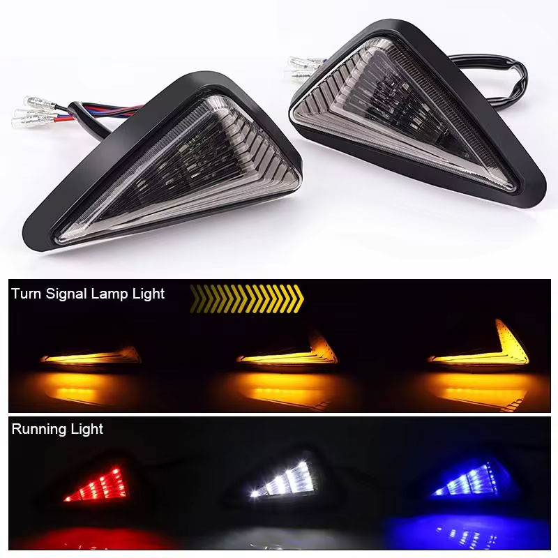 2pcs Smoke Triangle LED Motorcycle Turning Signals Flashing Lights ...