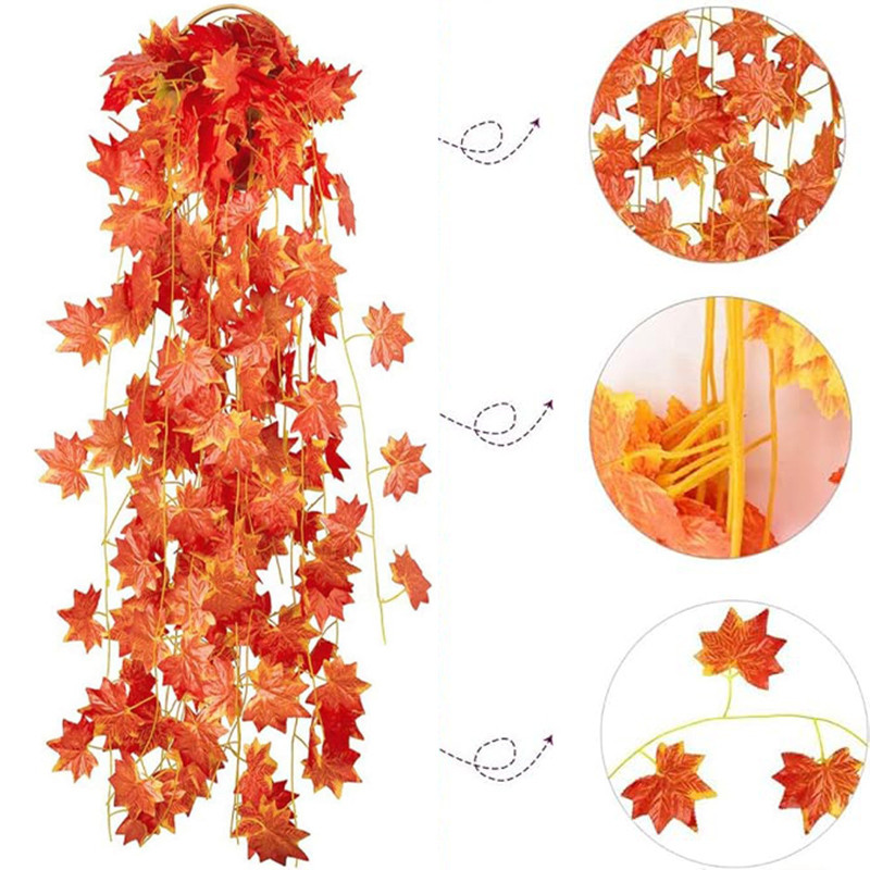 2.4M Artificial Maple Leaves String/Fake Maple Foliage/Simulation ...