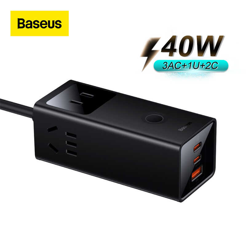 40W Baseus USB C Fast Charger 3Ac+1U+2C Digital Display Desktop ...