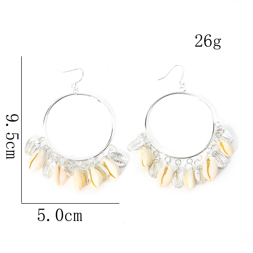 Bohemian Cowrie Shell Earring Natural Conch Seashell Charm Crochet ...