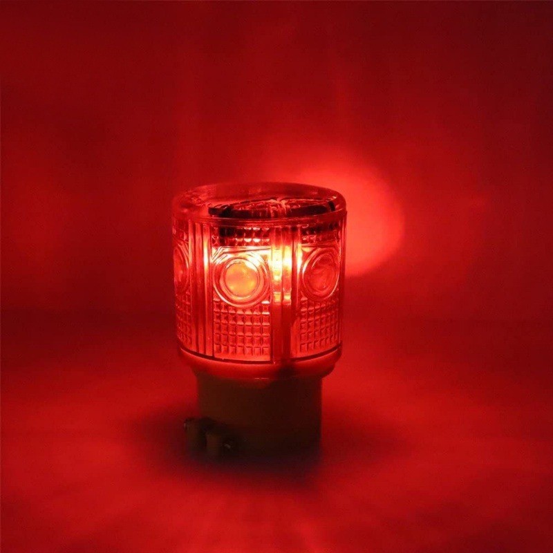 Solar LED Red Emergency Light Flash Indicator Lamp Traffic Tower Beacon ...