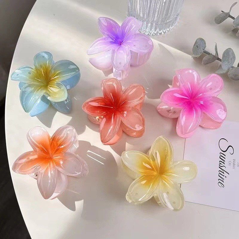 New! Super Fairy Color Frangipani Hairpin Flower Grab Clip Retro Girl ...