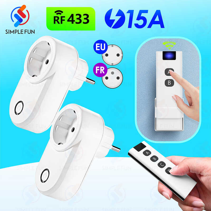 Wireless 433Mhz Remote Control Socket Universal Smart Plug EU Fr,50M ...