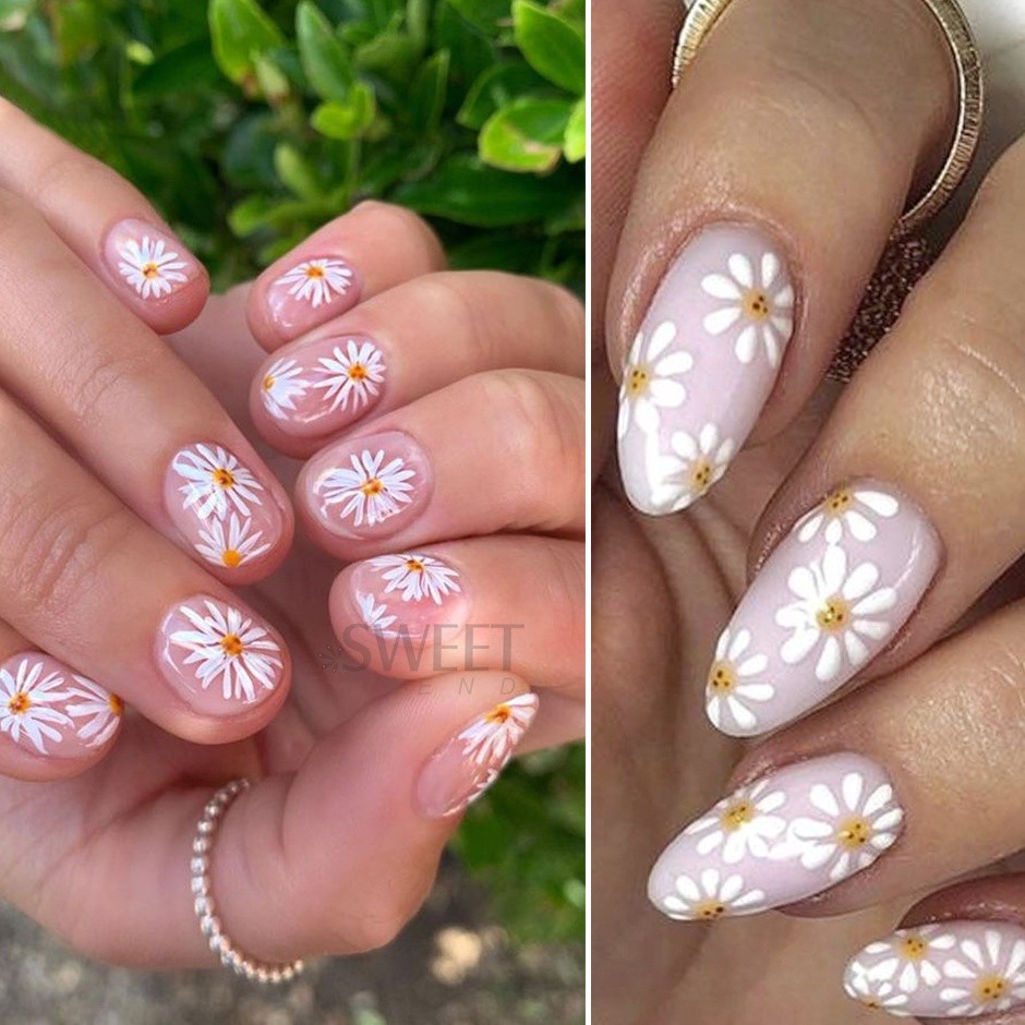 Daisy Spring Flower Nail Art Sticker Transfer Paper Foils White ...