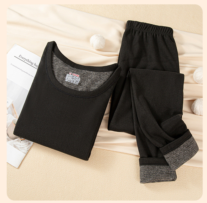 Women Thermal Underwear Innerwear Pyjamas Sets Lingerie Double-Sided ...