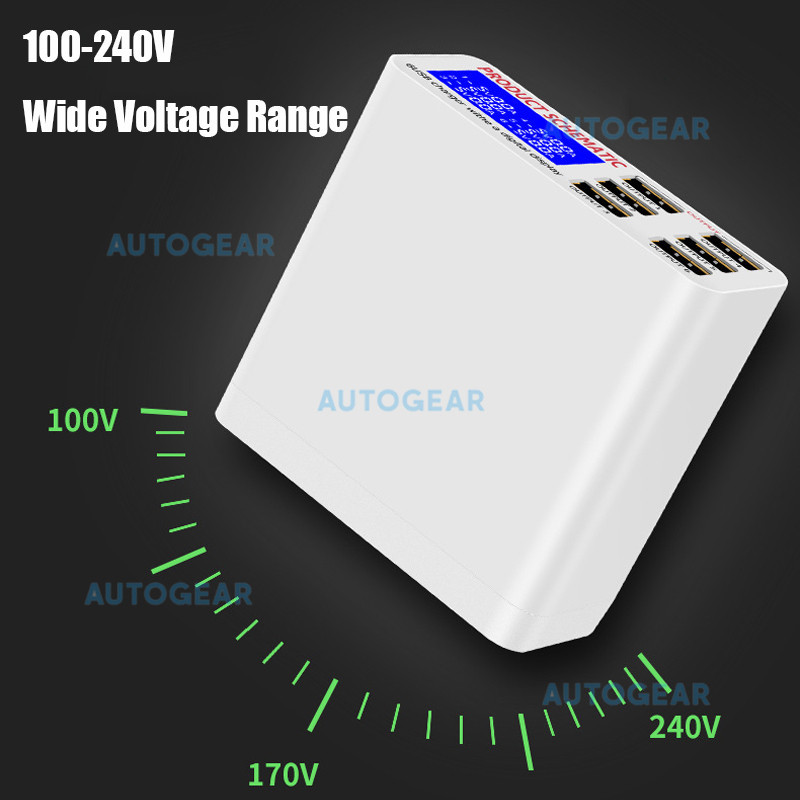 6 USB Port Charger With Smart Digital Display Fast Charger USB Charger ...