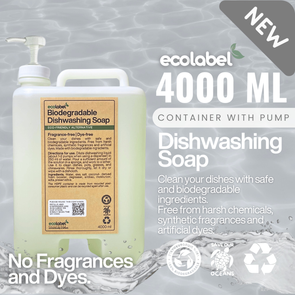 Eco-friendly Dishwashing Liquid Unscented Fragrance-free with PUMP 100% ...