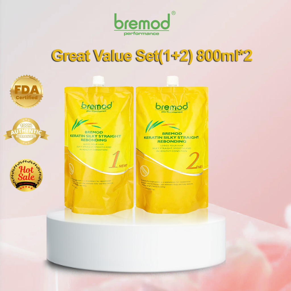 Bremod Rebonding Set Keratin 800ml Hair Mask for Dry Frizzy Curly Hair ...