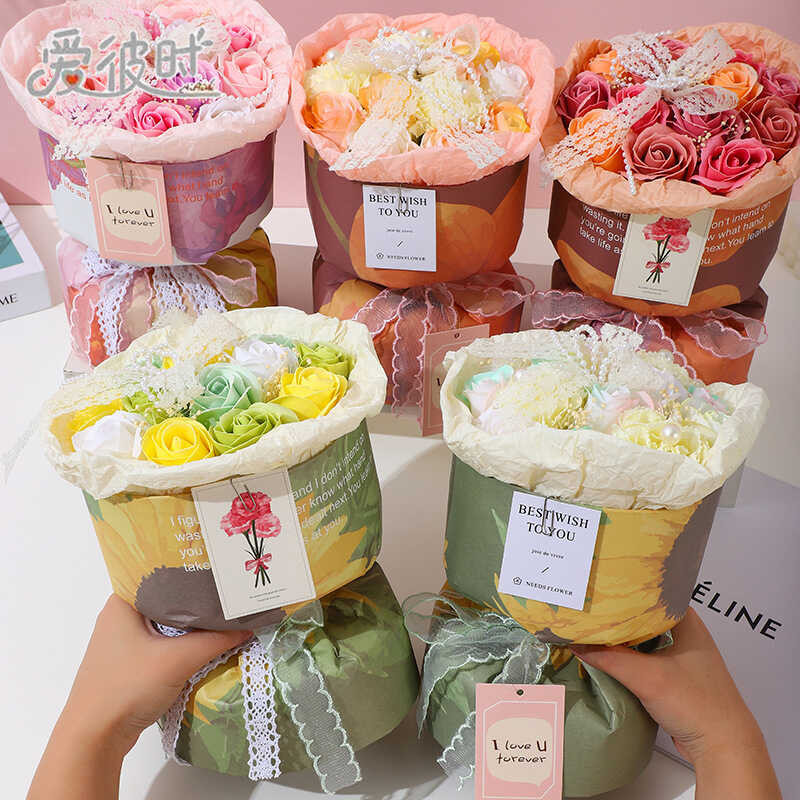 Rose Soap Flower Bouquet Colorful Mixed Small Fragrance Style Birthday ...