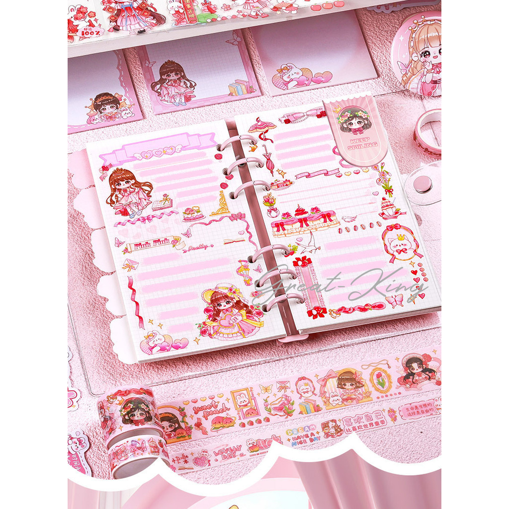 Hand Ledger Girls Diary Notebook Cute Girl Coloring Page Retro Set Gift ...