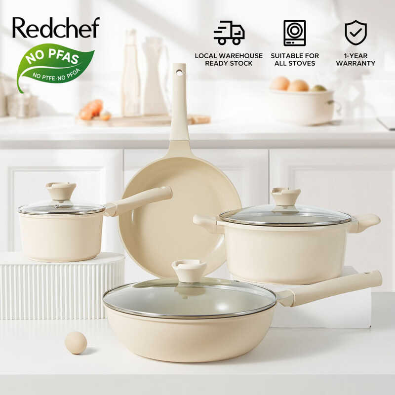 Redchef Nonstick Ceramic Rock 7 Pcs Cookware Set Non Pfas& Ptfe& PFOA ...