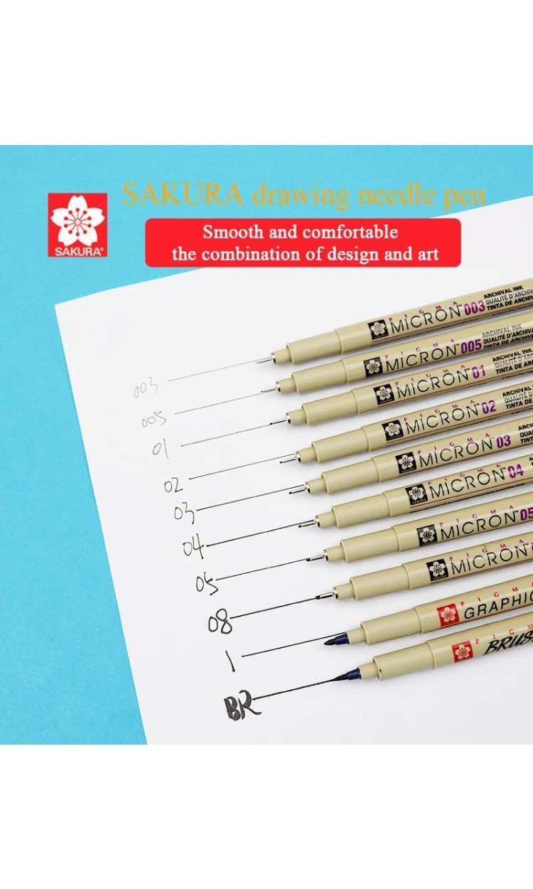 AngleMark SAKURA/Sipa Pigma Micron Pen Needle Drawing Pen 003 005 01 02 ...