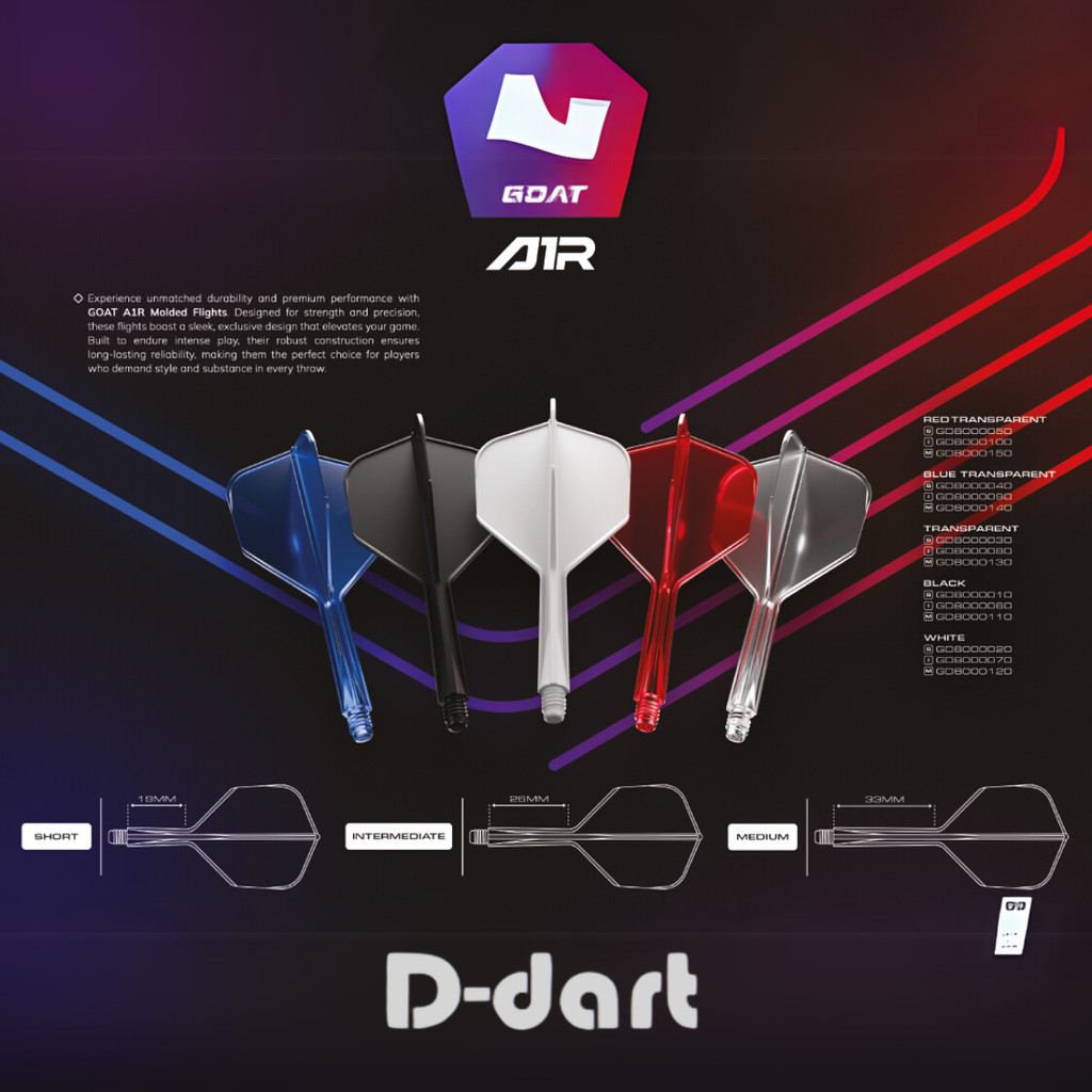 GOAT A1R DARTS FLIGHT - No 6 SHAPE AIR Precision Moulded Integrated ...