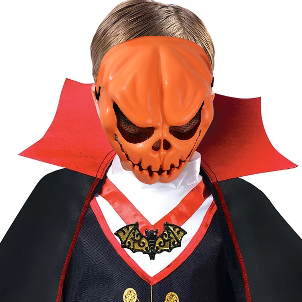 2025 Scary Pumpkin Head Mask - Delicate Horror Orange Plastic Full Face ...