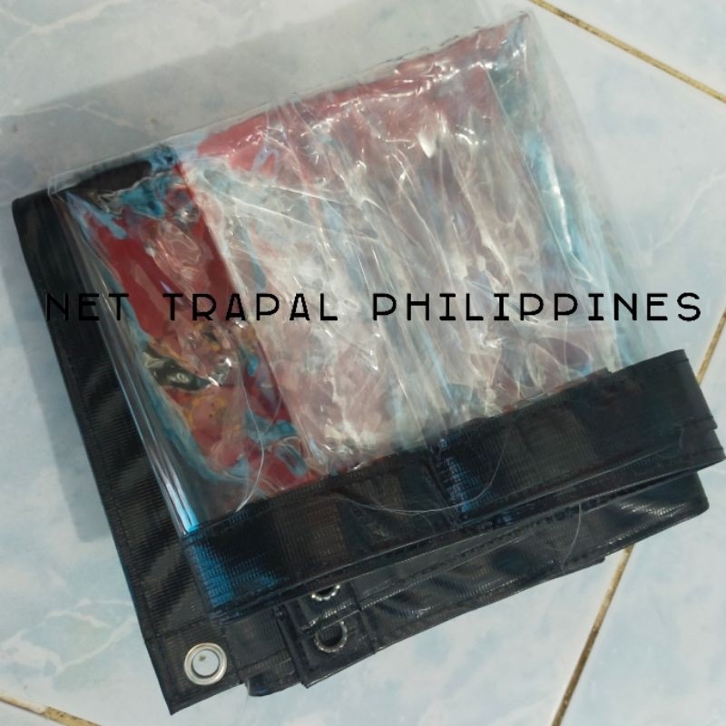 (4ft x 9ft) TRANSPARENT PLASTIC TRAPAL with BLACK LINING GAUGE 16 THICK ...