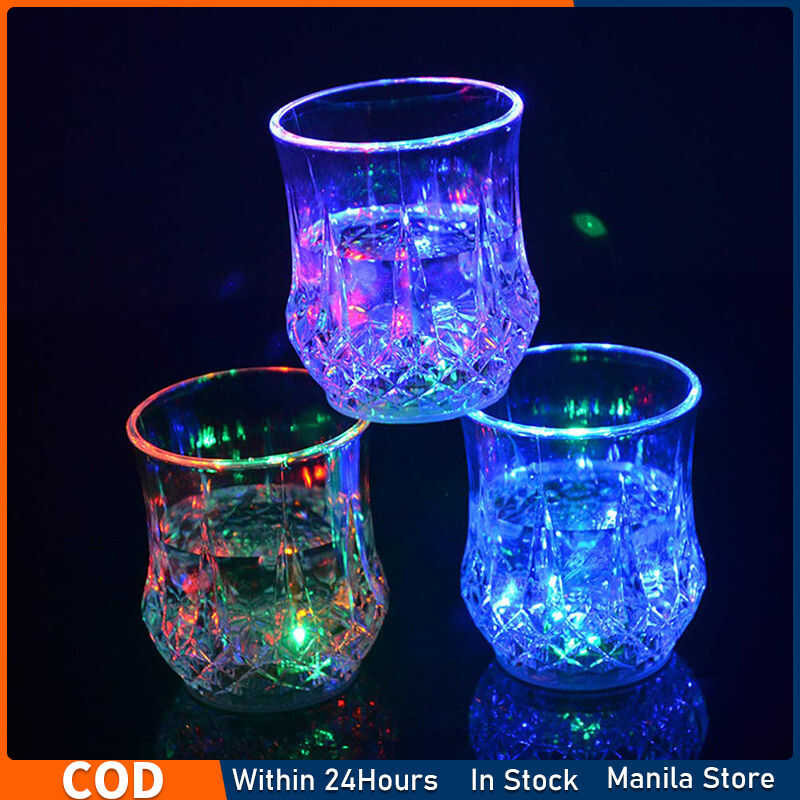 Flash Light Up Cups Activated Multicolor LED Glowing Wine Glasses For ...