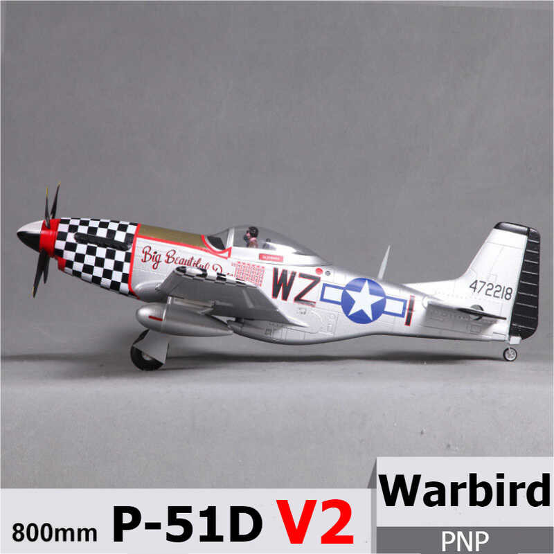 FMSRC 800Mm Mini Warbird P51 P-51 Mustang V2 Big Beautiful Doll 2S 4Ch ...