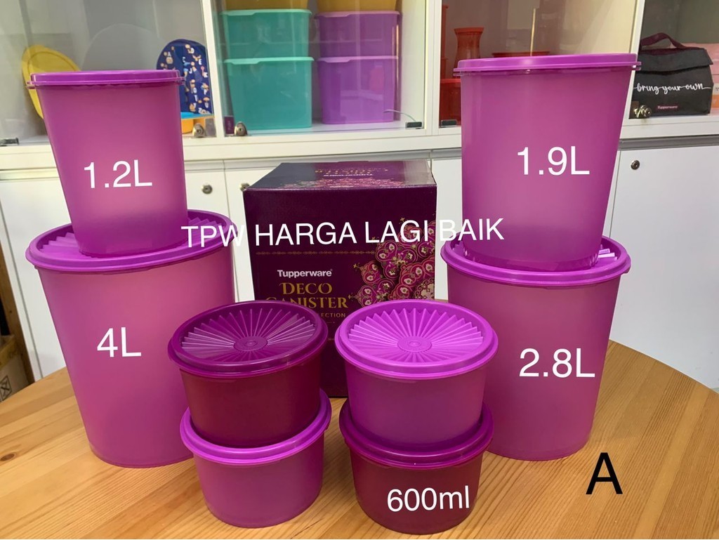 Tupperware Deco Canister Set/ Container/ Airtight/ Kedap Udara/ Box /Food Storage/Purple/ Mini ...