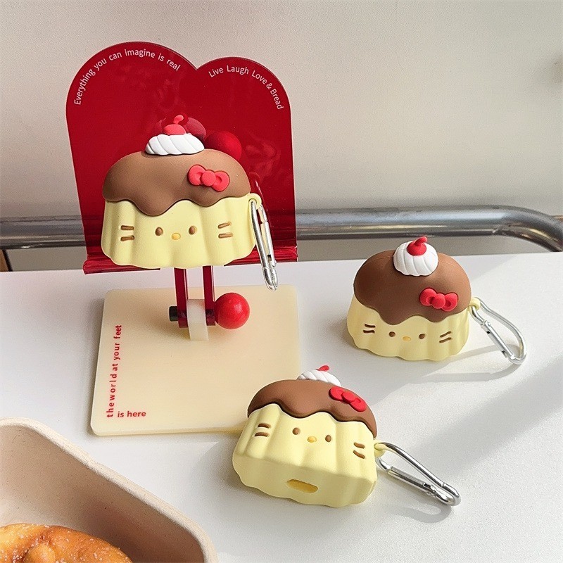 3D Cute Cartoon Sanrio hello Kitty Pudding Cake for Airpods 3 2 1 ...