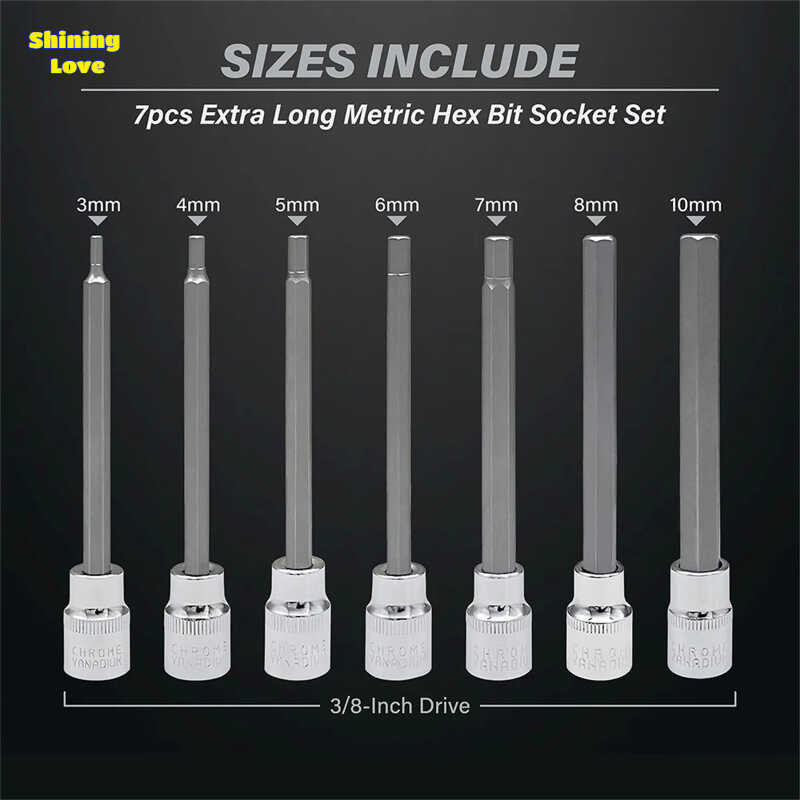 Hex Extra Long Bit Socket 3/8 Inch Drive 110 Mm, Metric, 3Mm Hanggang ...