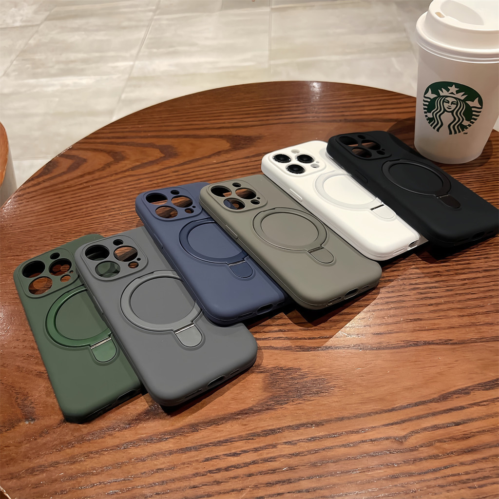 Liquid Silicone Flip Bracket Phone Case for IPhone 15 Pro Max 11 12 13 ...