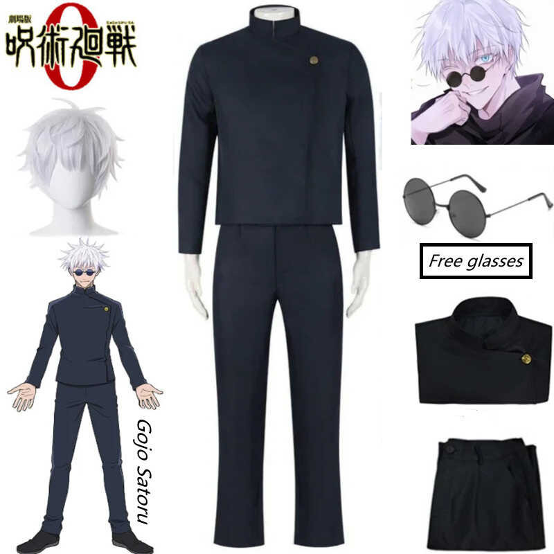 Anime Jujutsu Kaisen Gojo Satoru Cosplay Costume Top Pants Wig Glasses ...