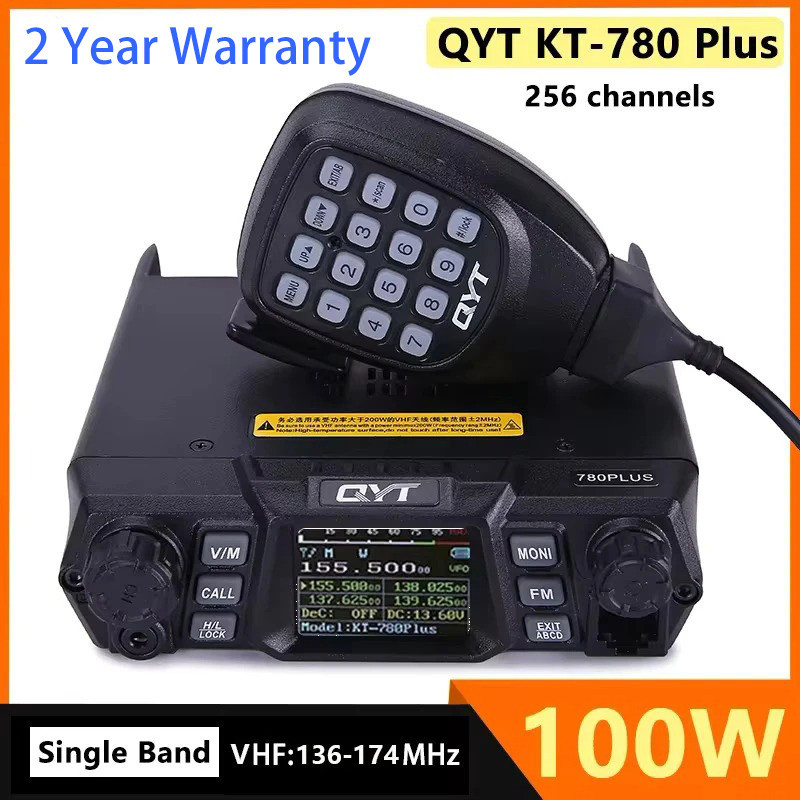 100-Watt QYT KT-780Plus Mini Mobile Radio Single Band VHF:136-174Mhz ...