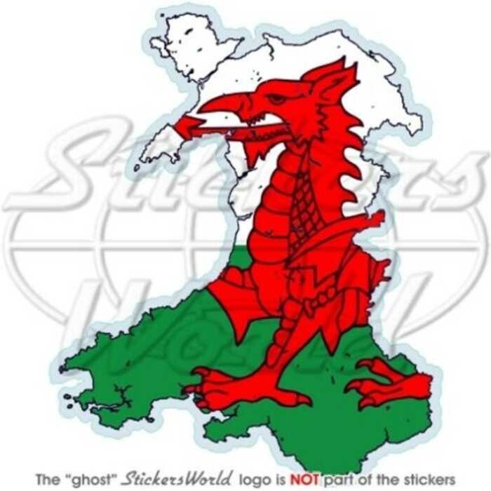 A WALES Welsh Map-Flag UK Cymru, British Vinyl Bumper Sticker, Decal ...