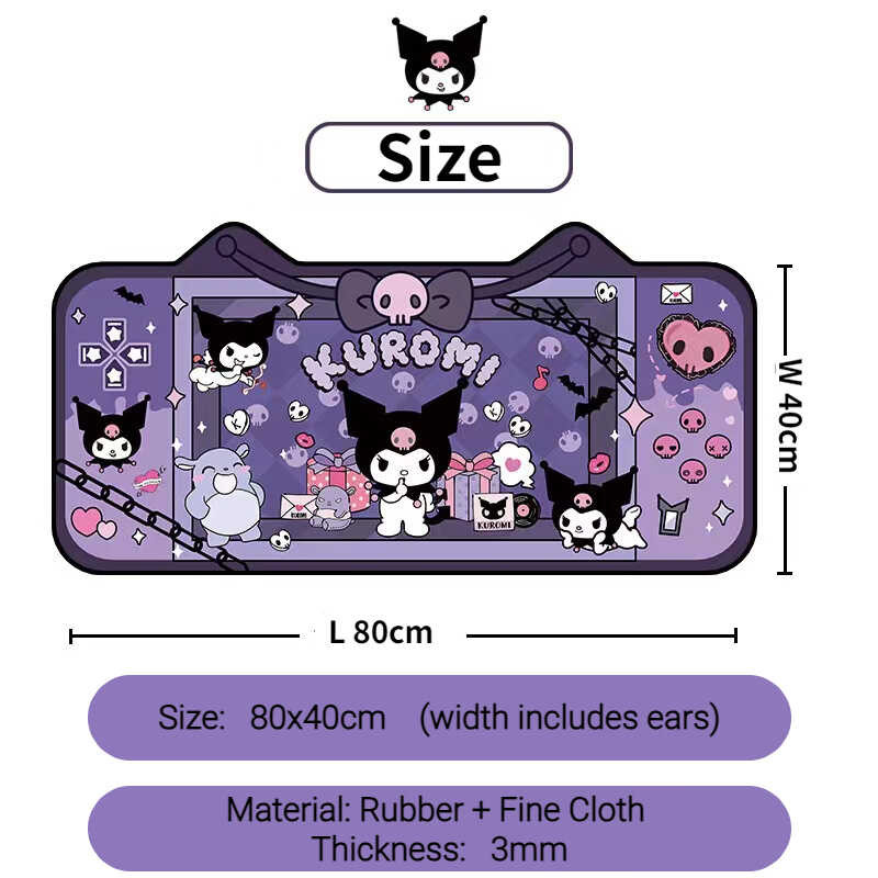 LY Kuromi THeme CArtoon E PAd Cute GirlS Office KeyboArd Computer LArge ...